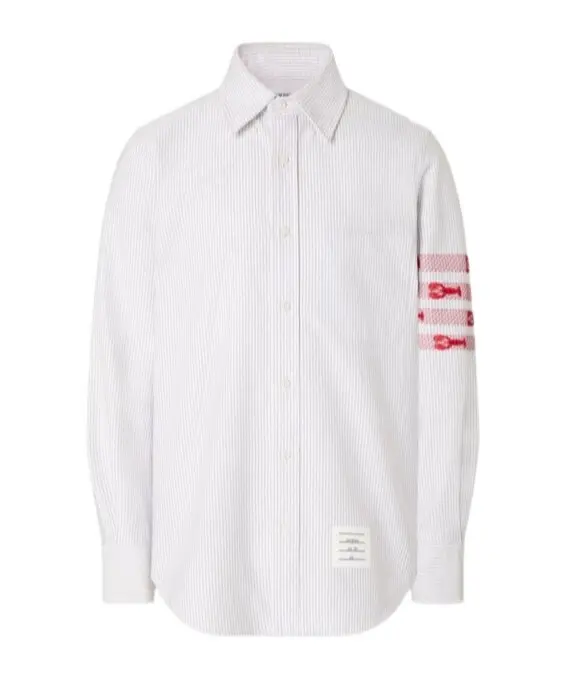 Thom Browne 4-bar Striped Shirt - Medium Gray