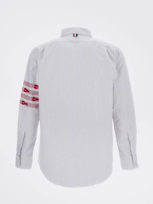 Thom Browne 4-bar Striped Shirt - Medium Gray