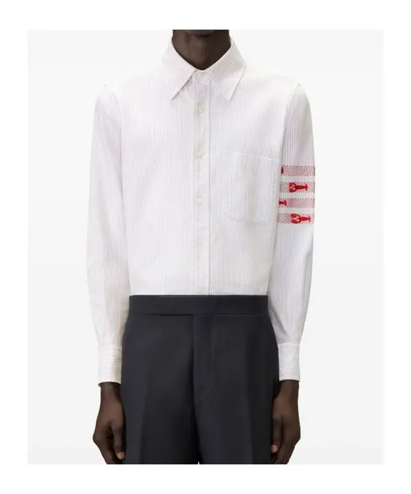 Thom Browne 4-bar Striped Shirt - Medium Gray