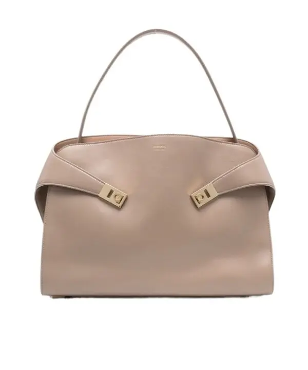 FERRAGAMO Hug Soft Bicolor Shoulder Bag - Grey