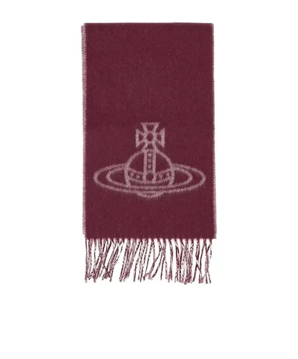 VIVIENNE WESTWOOD Orb Fringe Scarf - Wine Red