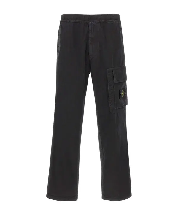 Stone Island Logo Patch Drawstring Trousers - Black