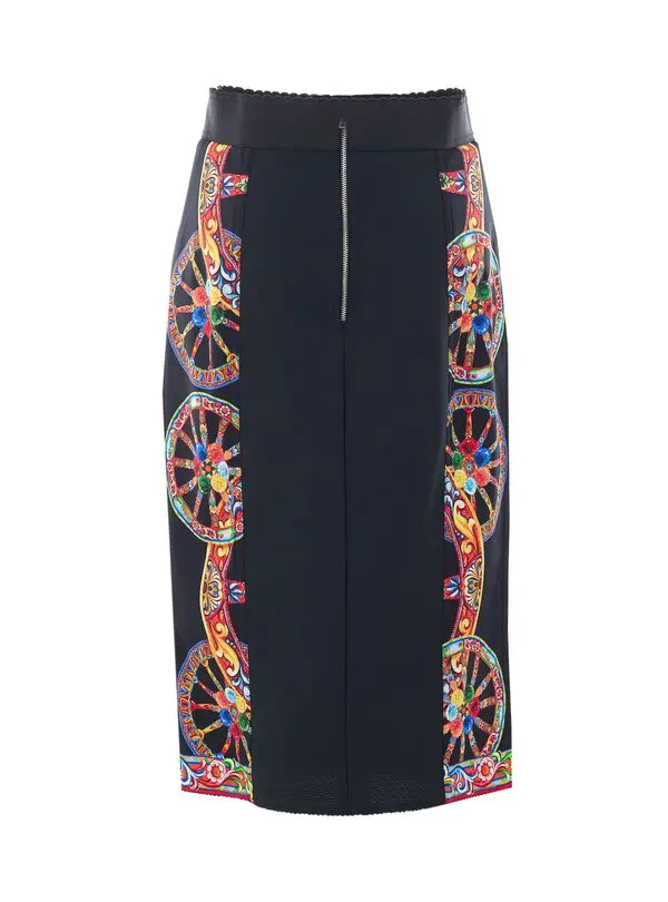 Dolce & Gabbana Dolce Gabbana Carretto-printed Charmeuse Long Skirt