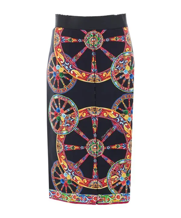 Dolce & Gabbana Dolce Gabbana Carretto-printed Charmeuse Long Skirt