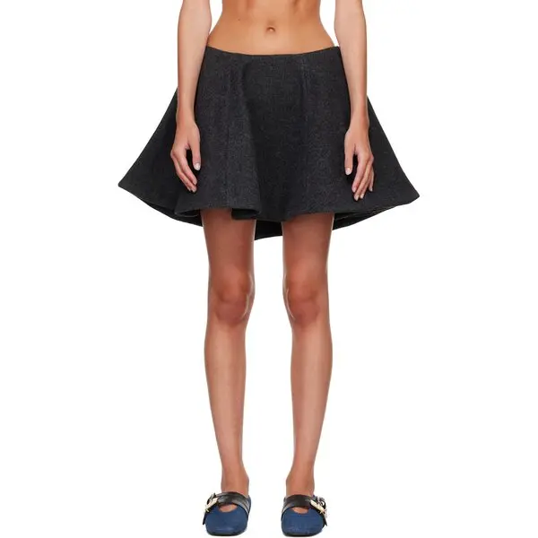 GANNI Flared A-line Skirt - Phantom Black