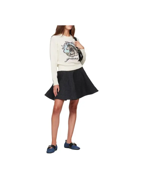 GANNI Flared A-line Skirt - Phantom Black