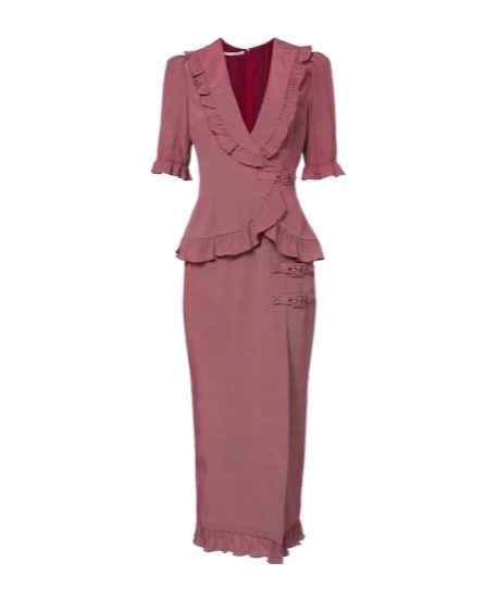 Alessandra Rich Ruffled Polka-dot Silk Midi Dress