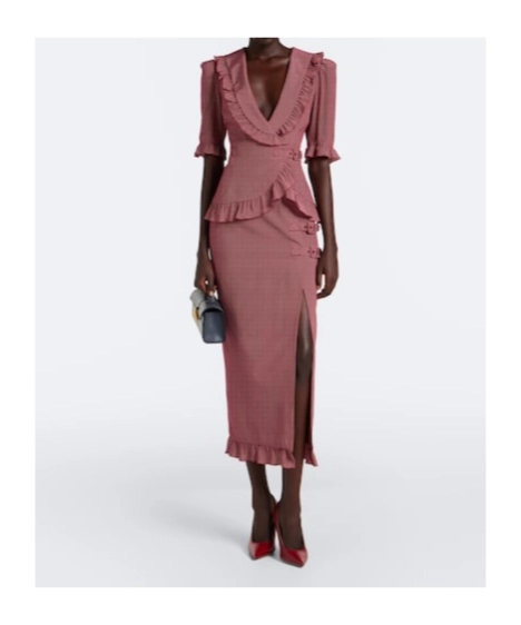 Alessandra Rich Ruffled Polka-dot Silk Midi Dress