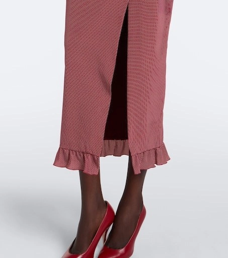 Alessandra Rich Ruffled Polka-dot Silk Midi Dress