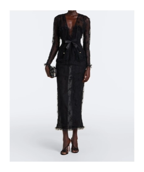Alessandra Rich Bow-detail Lace Maxi Dress