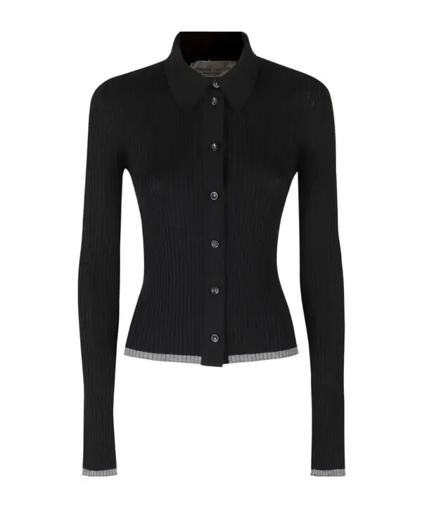 ROBERTO COLLINA Ribbed Cardigan - Gray-black