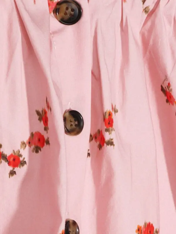 GANNI Ruffle Sleeve Blouse - Silver Pink