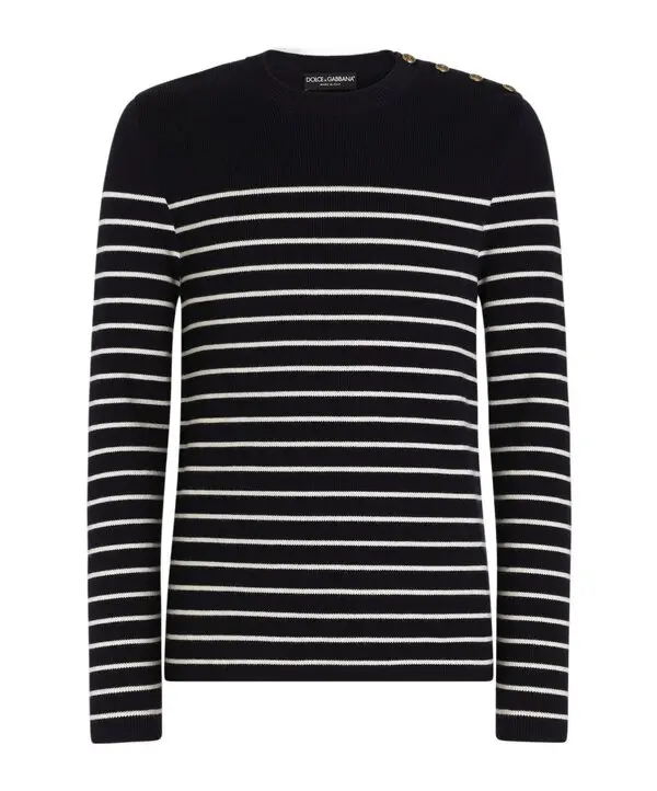 Dolce & Gabbana Striped Knit Sweater With Button Detailing - Multicolor