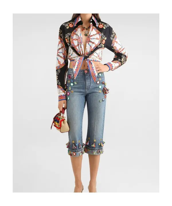 Dolce & Gabbana Carretto-print Cotton Poplin Shirt - Multi-color