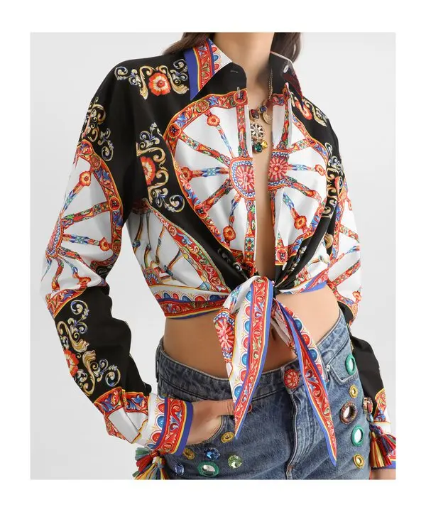 Dolce & Gabbana Carretto-print Cotton Poplin Shirt - Multi-color