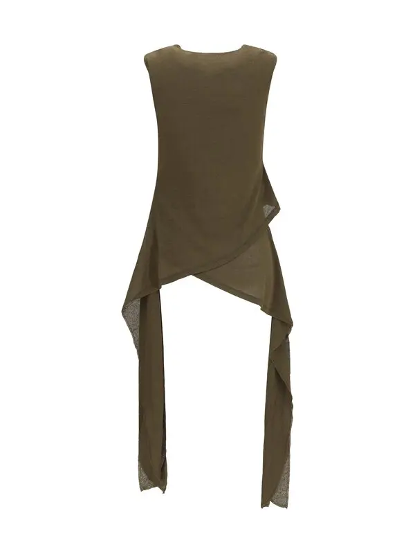 GANNI Marl Mesh Tie Knot Tank Top - Green