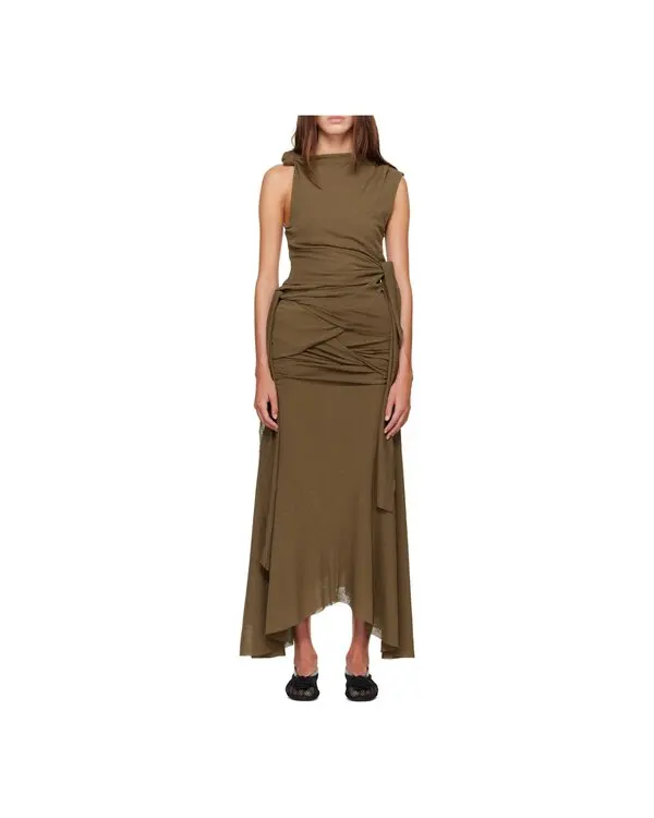 GANNI Asymmetrical Knot Detail Tank Top - Green