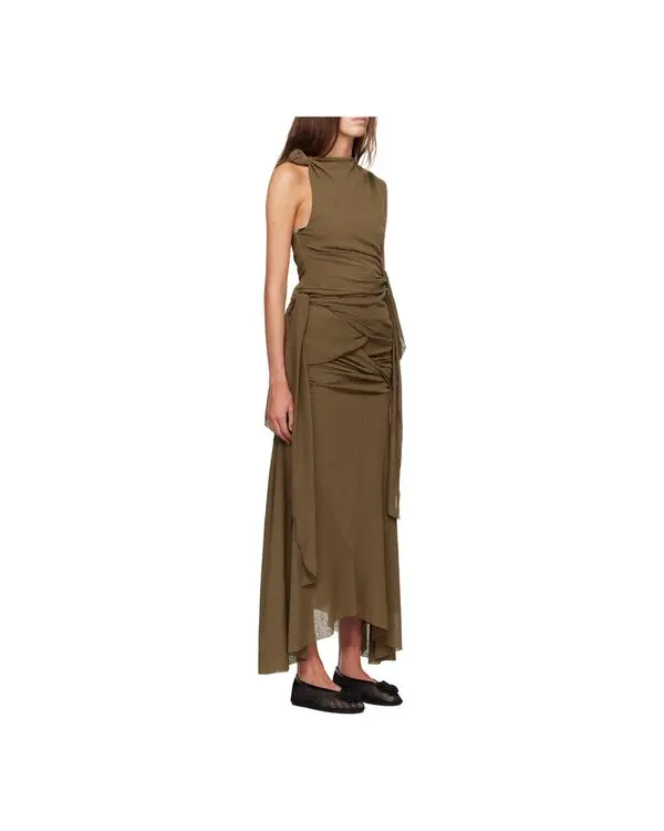GANNI Asymmetrical Knot Detail Tank Top - Green