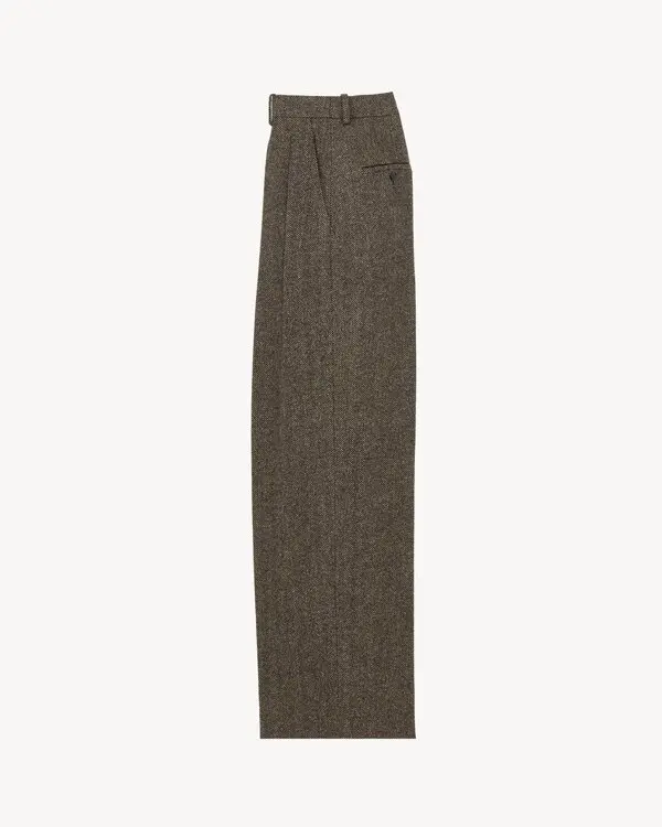 Saint Laurent Herringbone Wool Wide-leg Pants