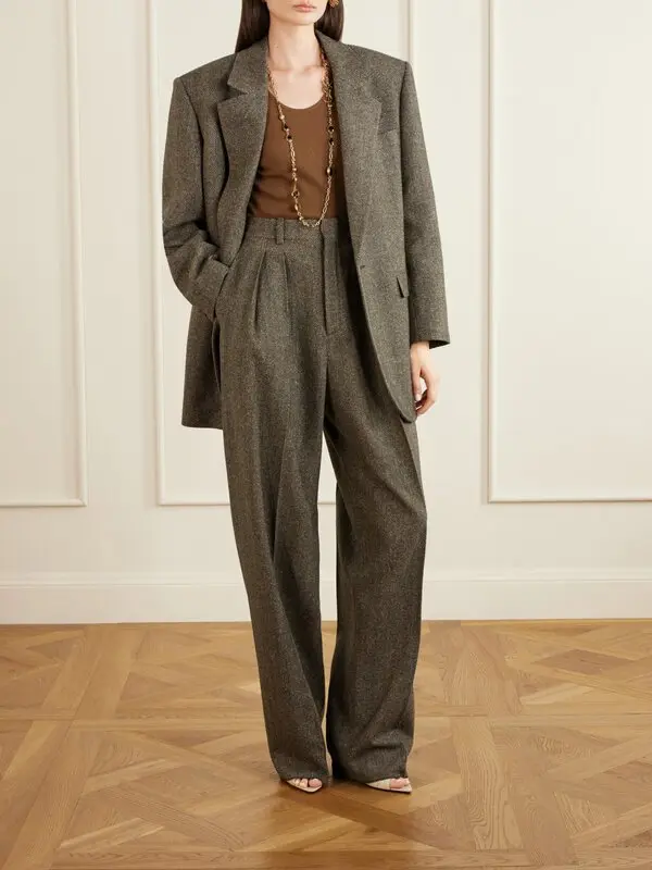 Saint Laurent Mid-rise Wide Leg Pleated Trousers
