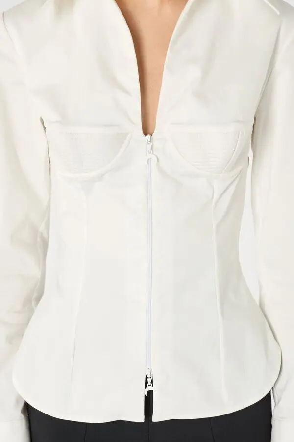 MARINE SERRE Zip-front Bustier Shirt