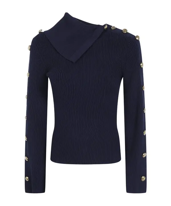 Elisabetta Franchi Gem-button Knit Pullover - Black