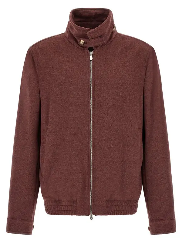 Brunello Cucinelli Long Sleeve Casual Jacket With Zip Closure - Red