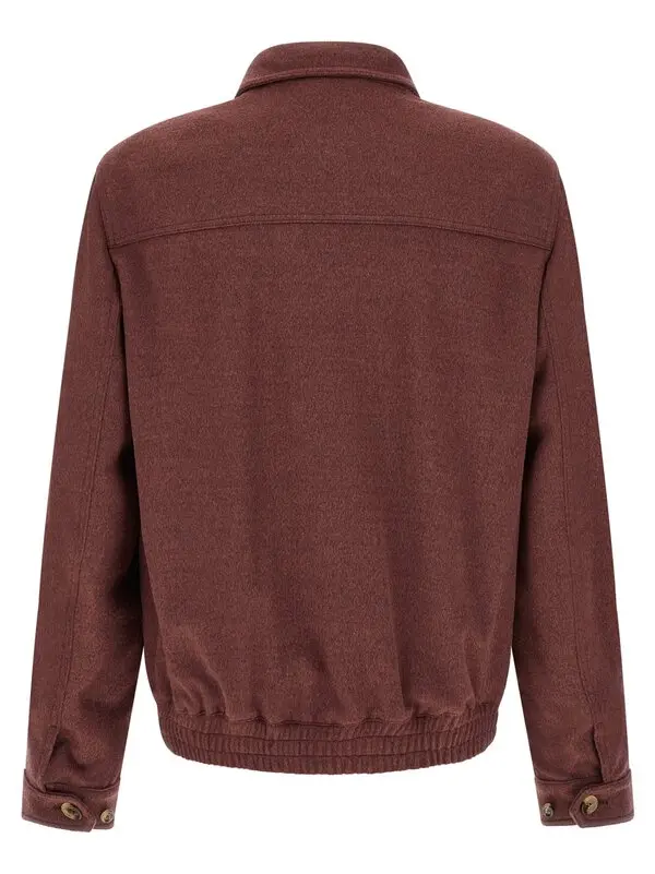 Brunello Cucinelli Long Sleeve Casual Jacket With Zip Closure - Red