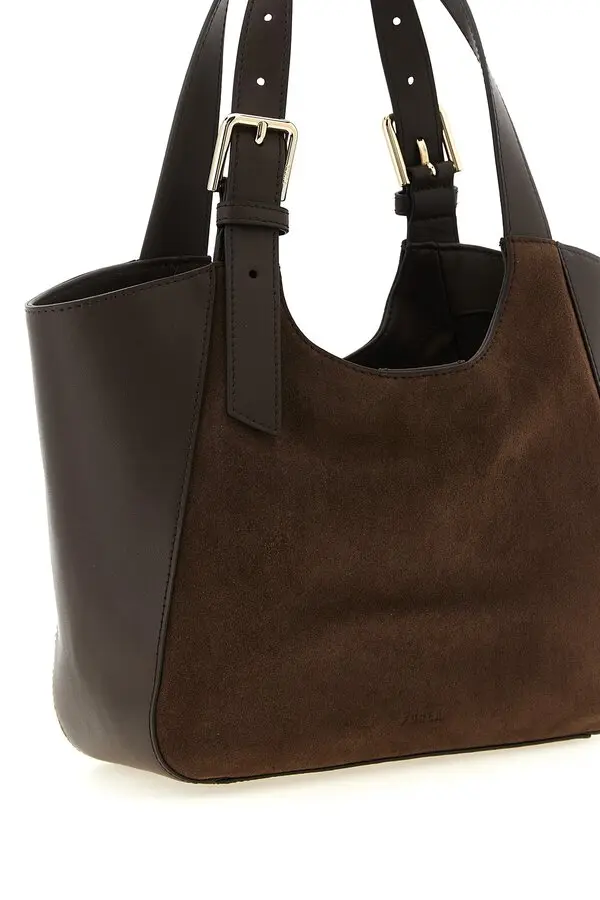Furla Suede-panel Leather Shoulder Bag