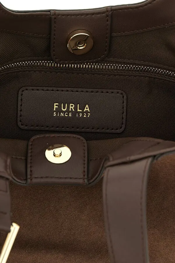 Furla Suede-panel Leather Shoulder Bag