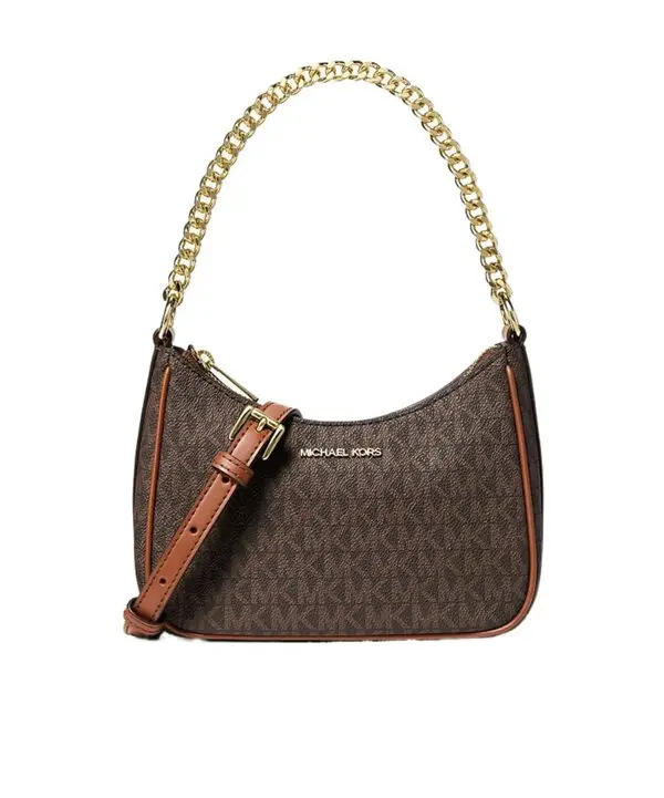 Michael Kors Jet Set Signature Logo Convertible Crossbody Bag - Brown