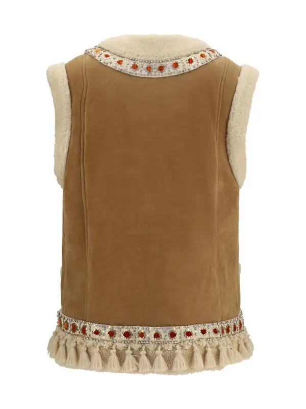 Valentino Garavani Sleeveless Vest With Embellishments And Fringe