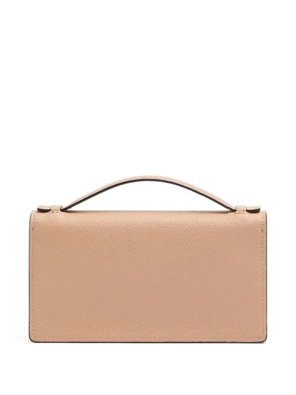 Valentino Garavani Vlogo Signature Grainy Calfskin Wallet With Chain - Pink