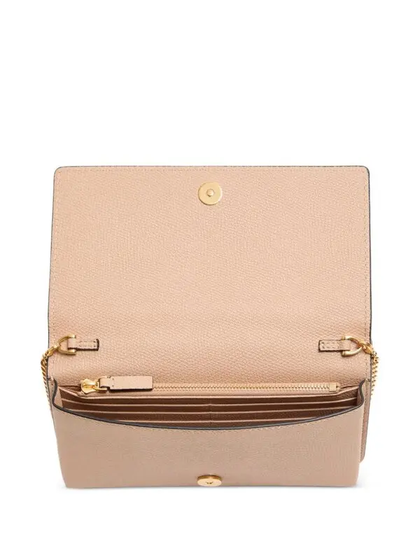 Valentino Garavani Vlogo Signature Grainy Calfskin Wallet With Chain - Pink