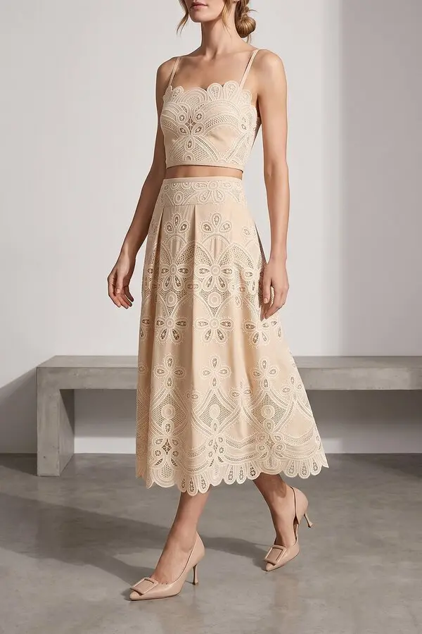 Elie Saab Embroidered Cropped Bralette - Cream