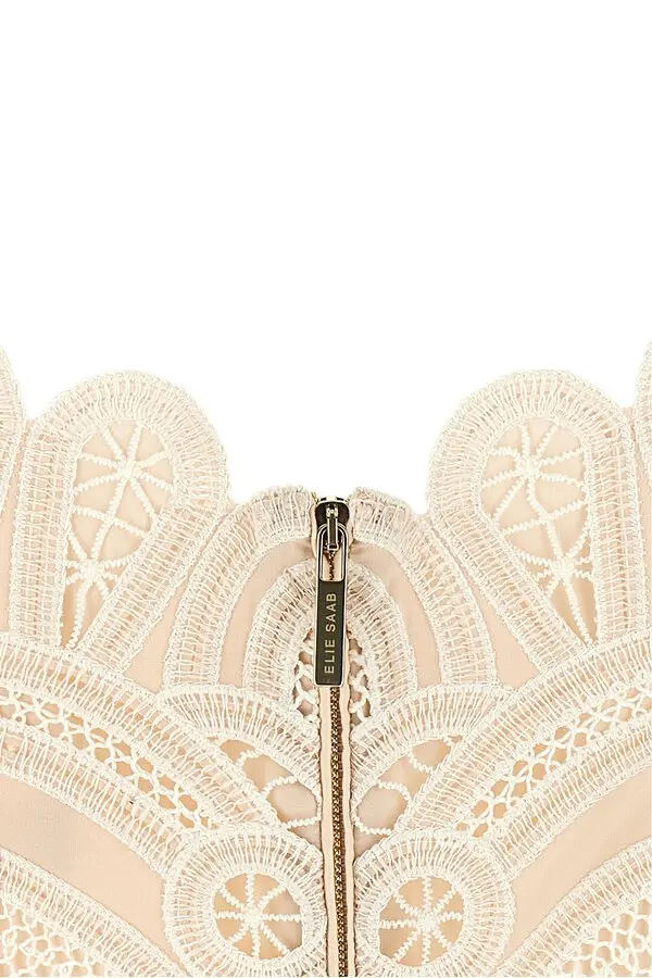 Elie Saab Embroidered Cropped Bralette - Cream
