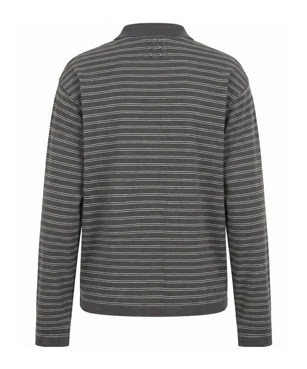 NILI LOTAN Striped Long Sleeve Polo Shirt