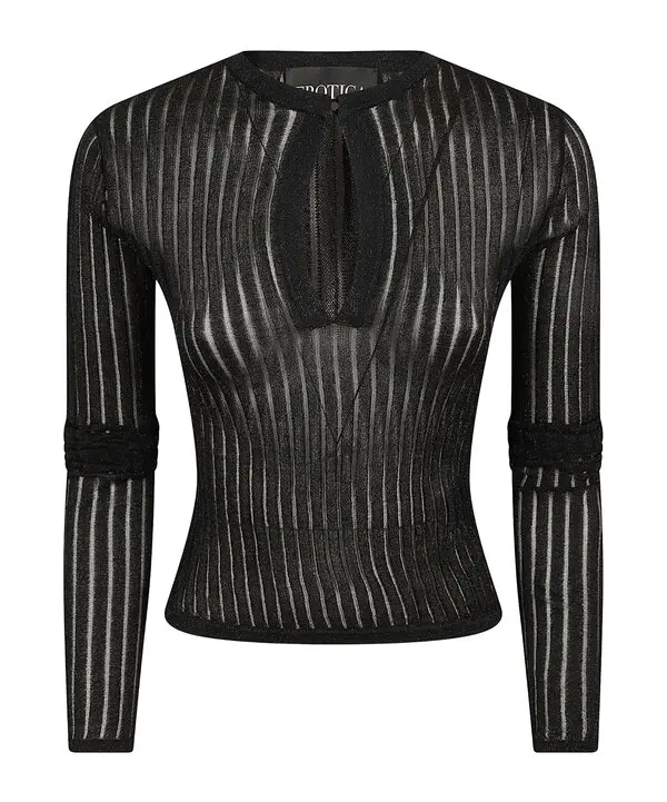 DONDUP Long Sleeve Crew Neck Knit Top - Black