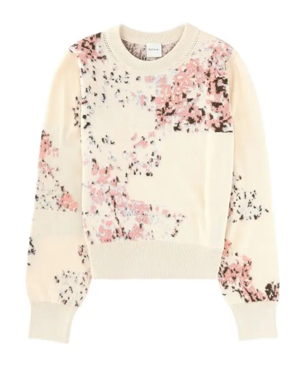 Paul Smith Abstract Floral Knit Sweater - White