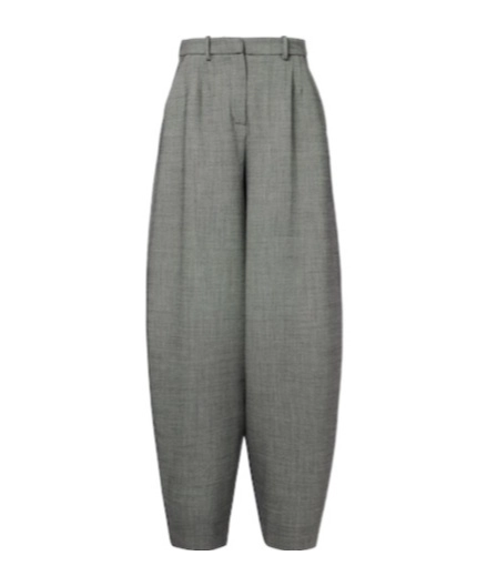 Magda Butrym Herringbone Wool-blend Barrel-leg Pants - Grey