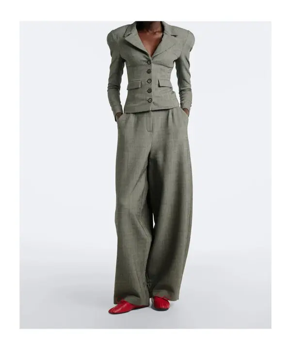 Magda Butrym Herringbone Wool-blend Barrel-leg Pants
