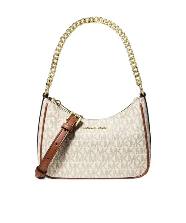 Michael Kors Jet Set Signature Logo Convertible Crossbody Bag - Vanilla