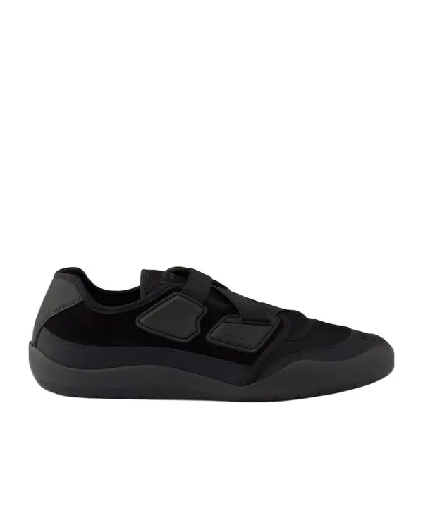 Prada Speedrock Leather And Mesh Fabric Sneakers