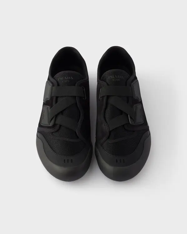 Prada Speedrock Leather And Mesh Fabric Sneakers