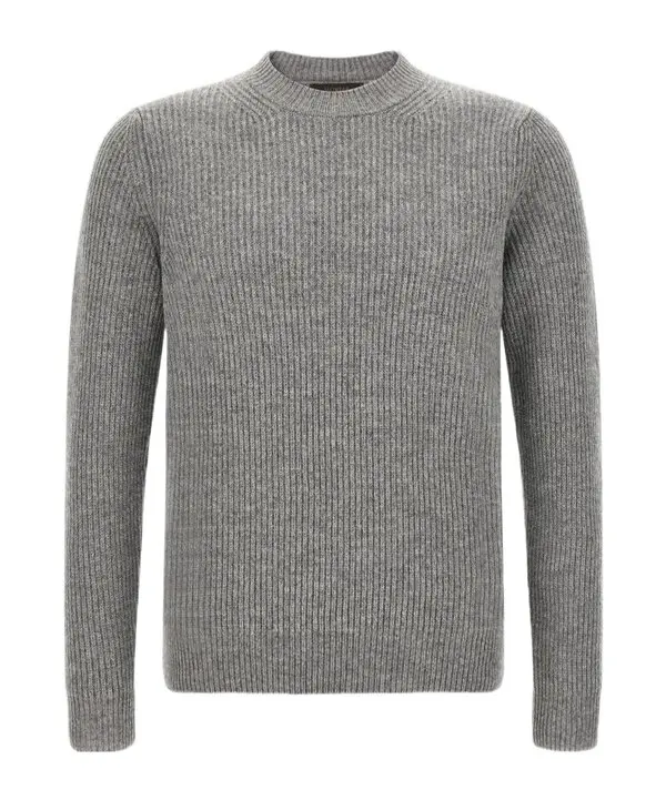 ZANONE Ribbed Crewneck Knitted Sweater - Gray