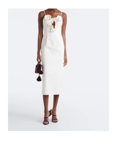 Magda Butrym Floral Appliqué Cotton Midi Dress - White