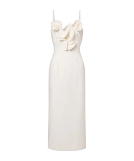 Magda Butrym Floral Appliqué Cotton Midi Dress - White