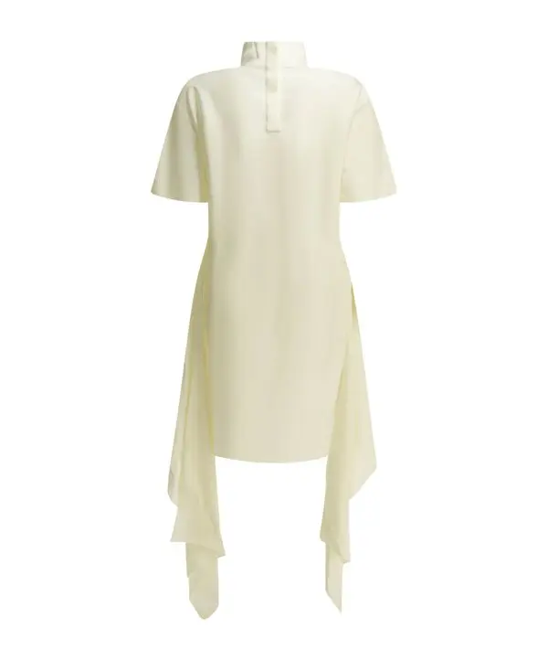 Alaïa Asymmetrical High Neck Dress With Short Sleeves