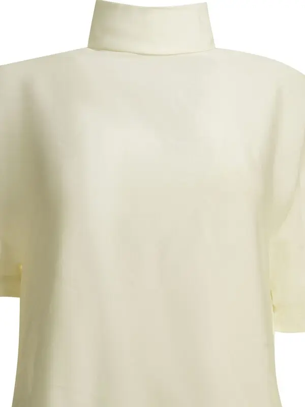 Alaïa Asymmetrical High Neck Dress With Short Sleeves