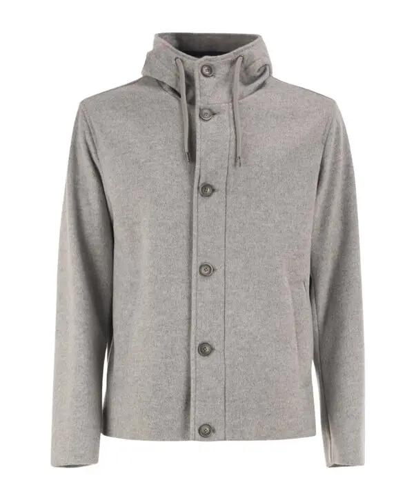 Herno Wool-effect Hooded Jacket - Gray
